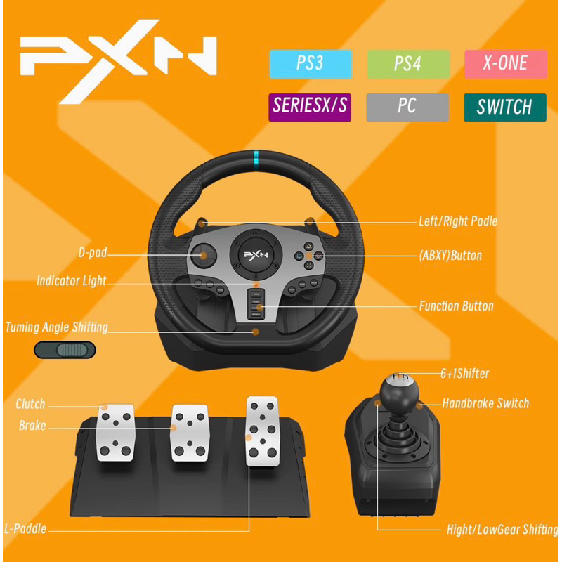 Jual Stir PXN V9 Steering Wheel Plus Clutch Shifter Sejenis Logitech ...