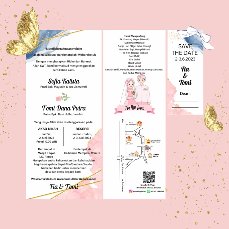 Jual Cetak Undangan Pernikahan Kertas/Paper Simple TALI RAMI / PITA ...