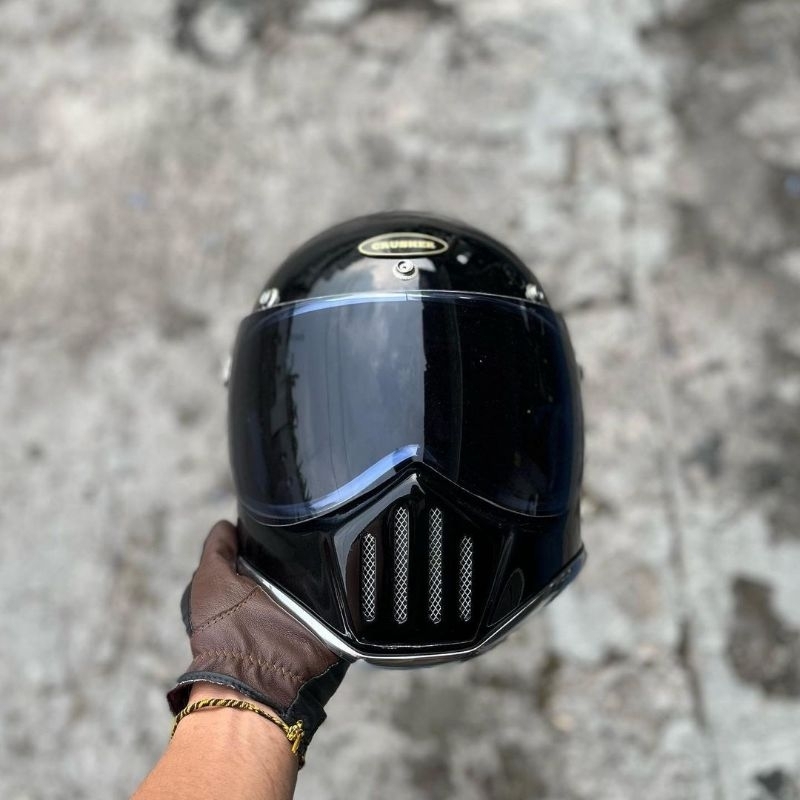 Jual Helm Custom Cakil Hitam Glossy / Helm Custom Retro Vintage Klasik ...