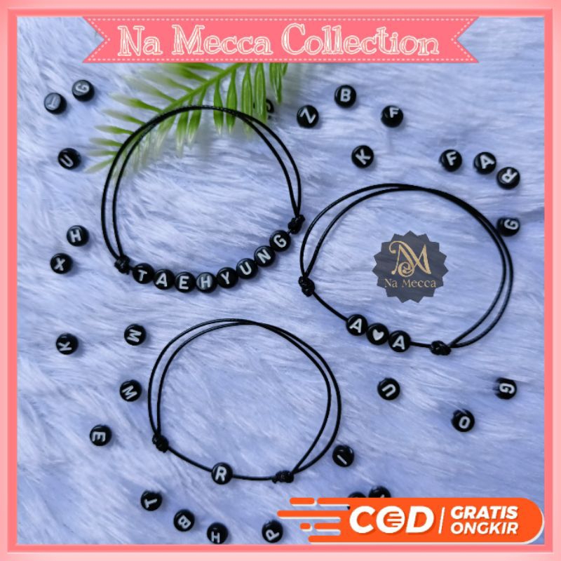 Jual Gelang Couple Custom Nama Inisial Huruf / Gelang Persahabatan Tali ...