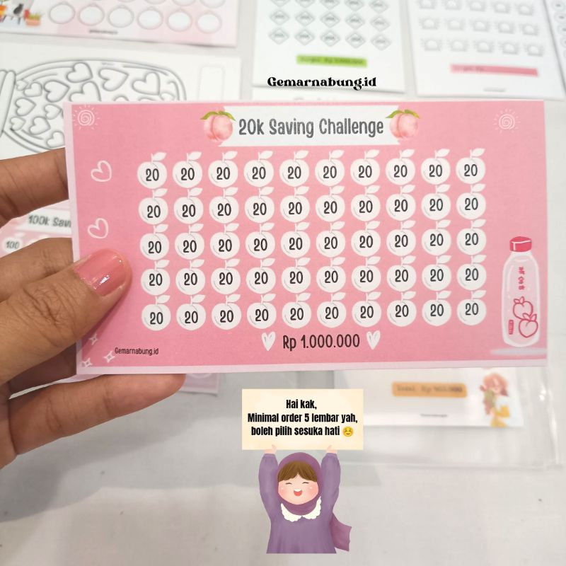 Jual Isi binder A6 Saving Challenge Tebal 260 gsm (masuk ziplock) / Kertas Menabung A6 / Loose ...