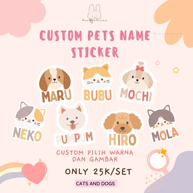 Jual sticker nama anabul/stiker nama custom pets/kucing anjing | Shopee ...