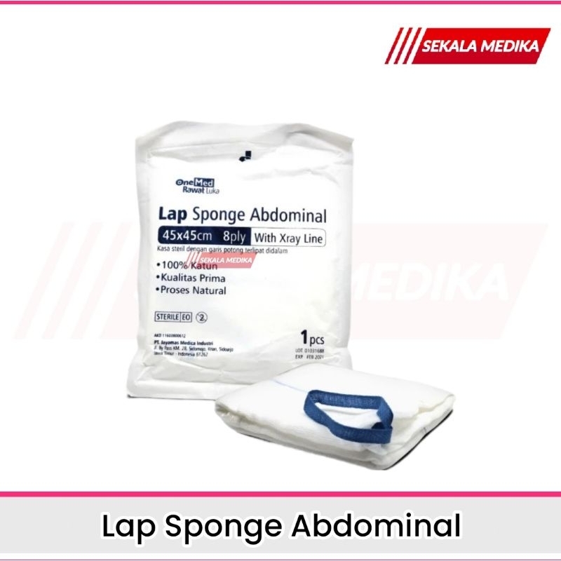 Jual Lap Sponge Abdominal 45x45cm 8ply with X-ray Line OneMed 1 Pcs ...
