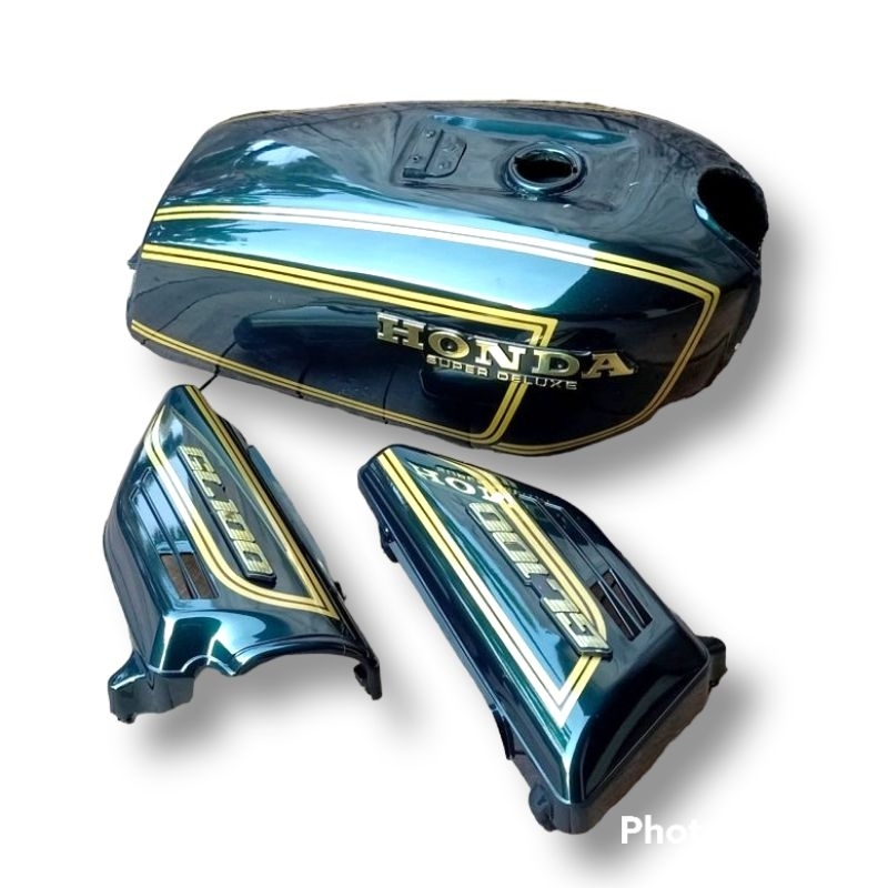 Jual Tangki GL 100 pres pabrik warna hijau botol set box aki set emblem ...