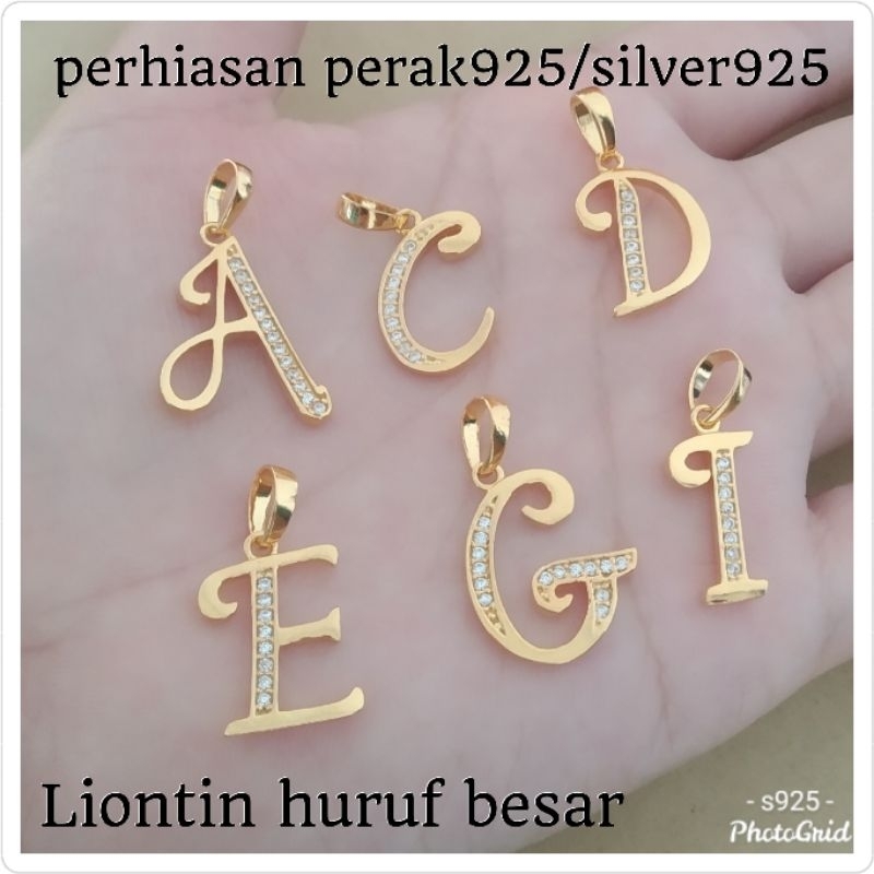 Jual LIONTIN HURUF BESAR PERAK 925 LAPIS MAS PUTIH | Shopee Indonesia