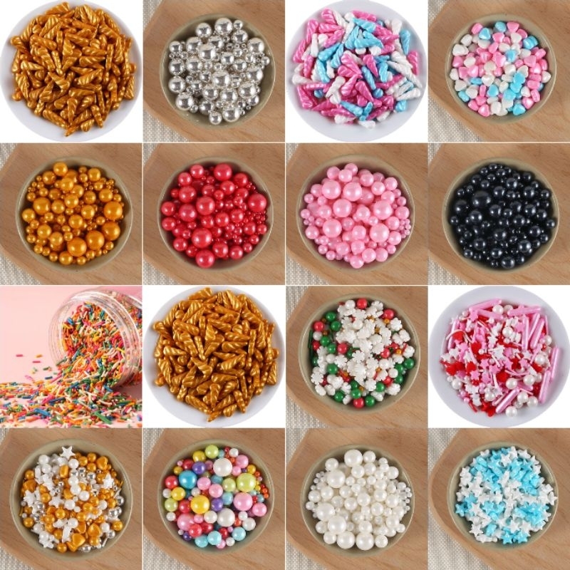 Jual SPRINKLE HIASAN KUE GULA WARNA MANIK MANIK MUTIARA GOLD PUTIH ...