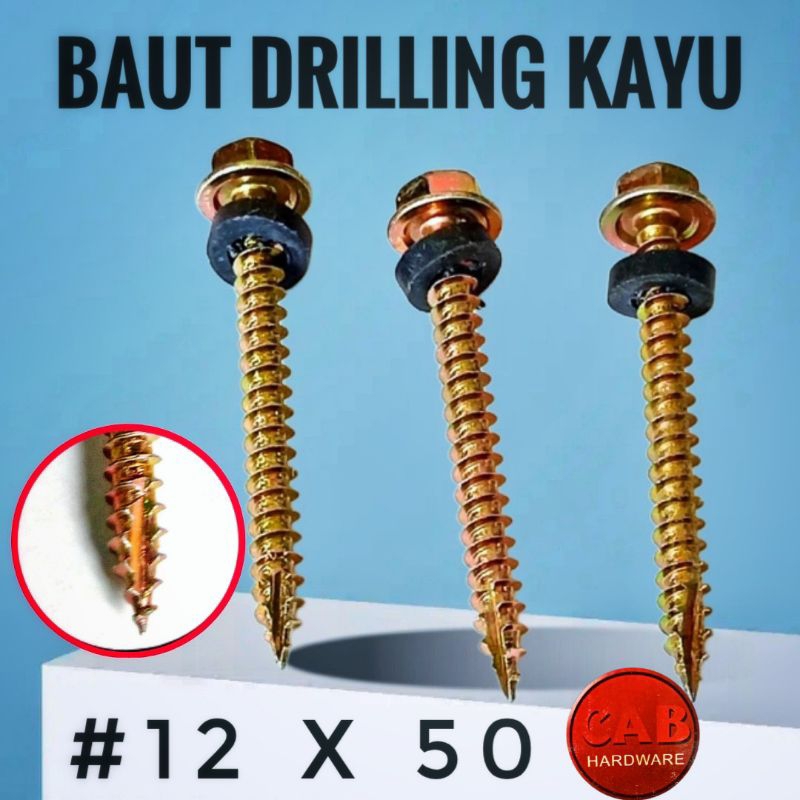 Jual Baut Drilling Kayu 12x50 / Sekrup Roofing Kayu 12x50mm | Shopee ...