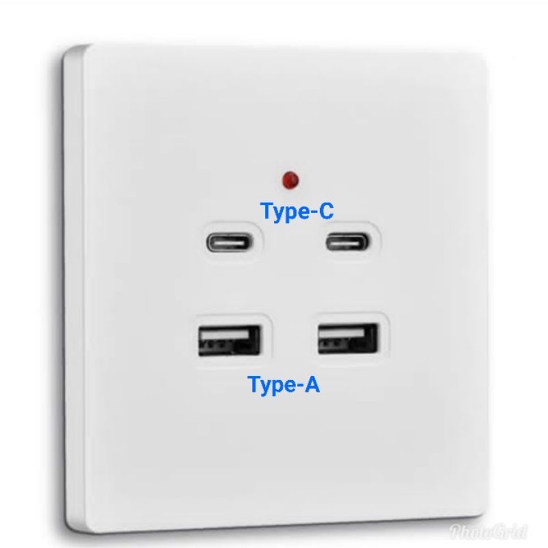 Jual faceplate usb charger 4 port USB Type-C USB Type-A | Shopee Indonesia