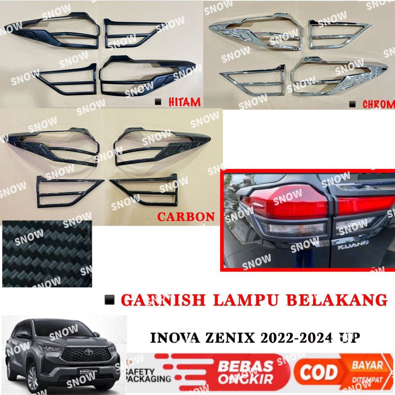 Jual Garnish Lampu Belakang Innova Zenix 2022 2023 2024 UP Hitam Chrome Carbon | Shopee Indonesia