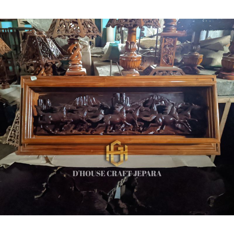 Jual Pajangan Dinding Relief Kuda Berlari Kayu Sonokeling Panjang 150cm ...