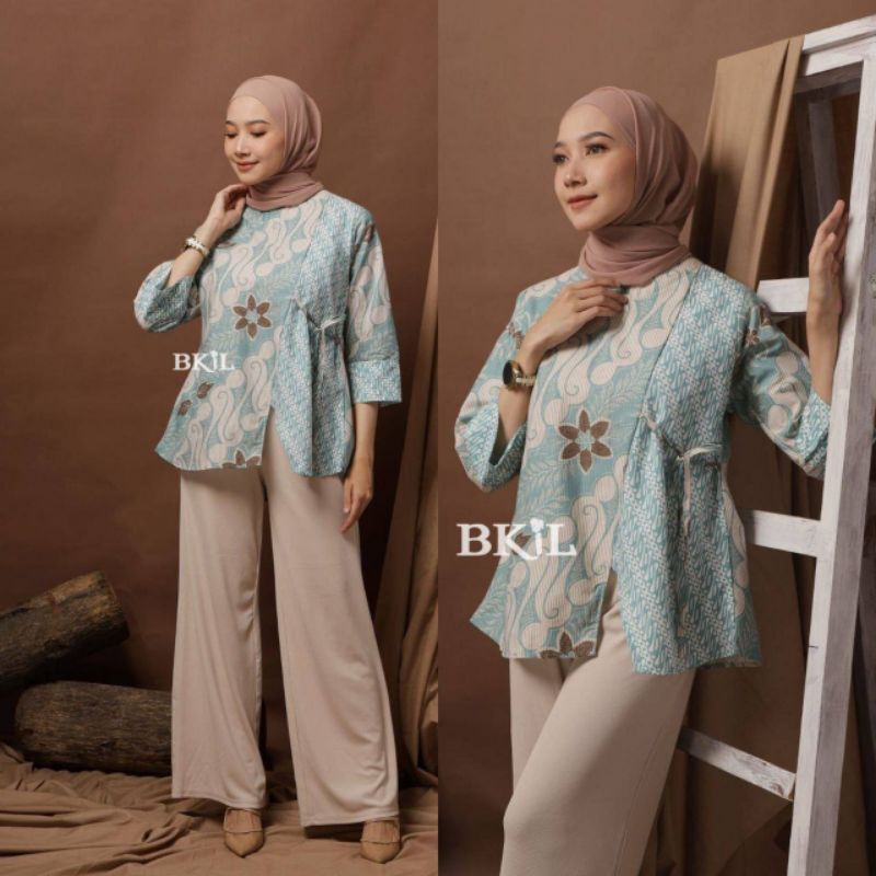 Jual Baju Batik wanita ASJ SA HRB026 Kenongo Kemeja Tosca Pendek Batik terbaru | Shopee Indonesia
