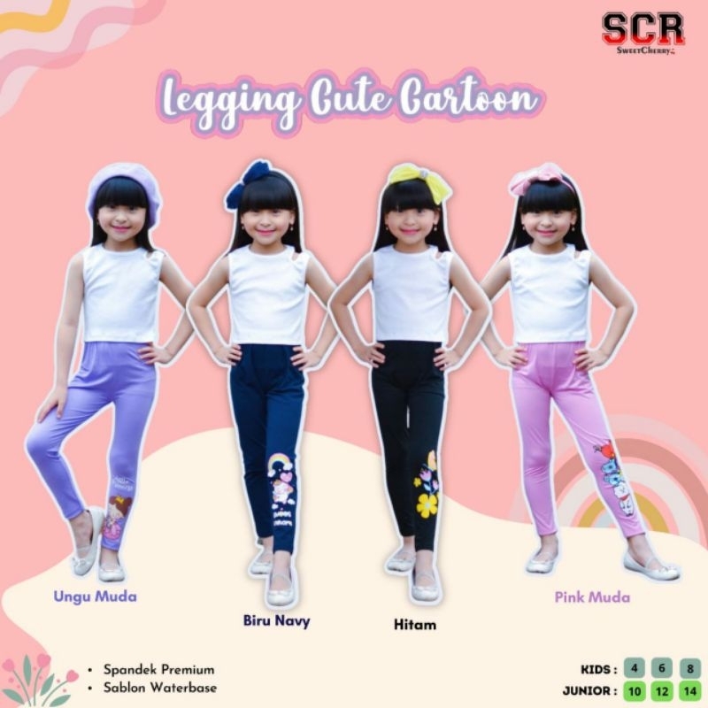 Jual Legging Cute Cartoon by SCR SweetCherry || 4T - 14T | Shopee Indonesia