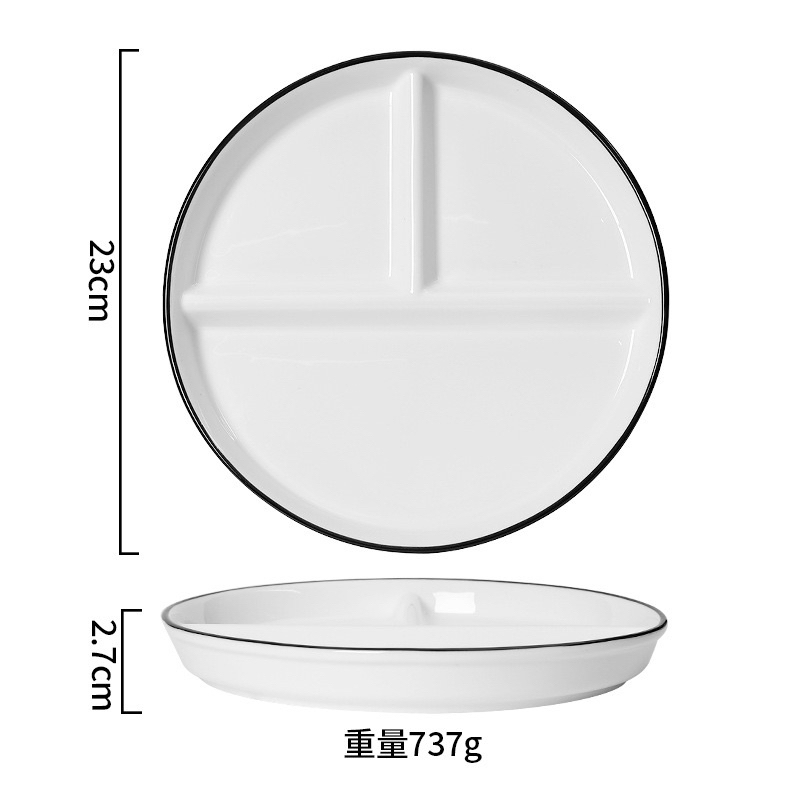 Jual [JAFA] ULSAN Ceramic Divider Round Rectangular Plate Piring Makan ...