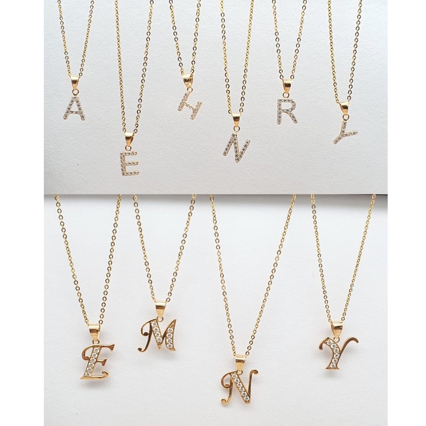 Jual Liontin inisial permata / huruf untuk kalung kadar 375 8k Emas ...