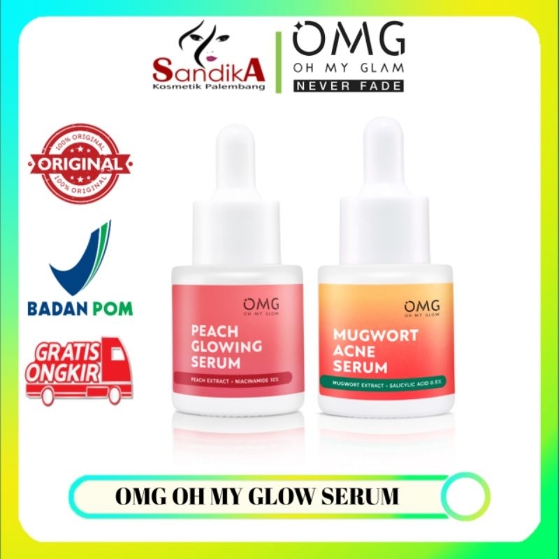 Jual OMG Oh My Glow Peach Glowing Serum & Mugwort Acne Serum 20ml | Shopee Indonesia