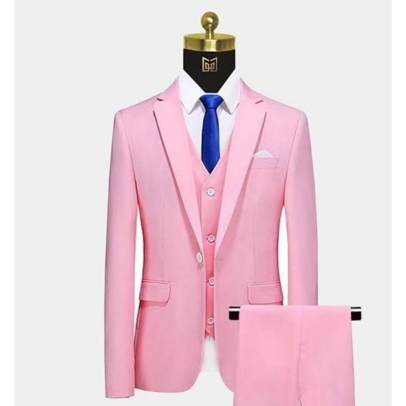 Jual Setelan Jas 3 in 1 Slimfit Jas + Rompi + Celana /Set Jas Formal | Shopee Indonesia