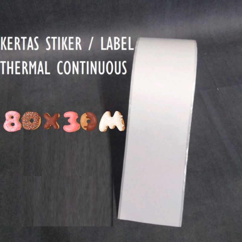 Jual LABEL STIKER BARCODE THERMAL 80MM X 30M/LABEL STICKER THERMAL ...