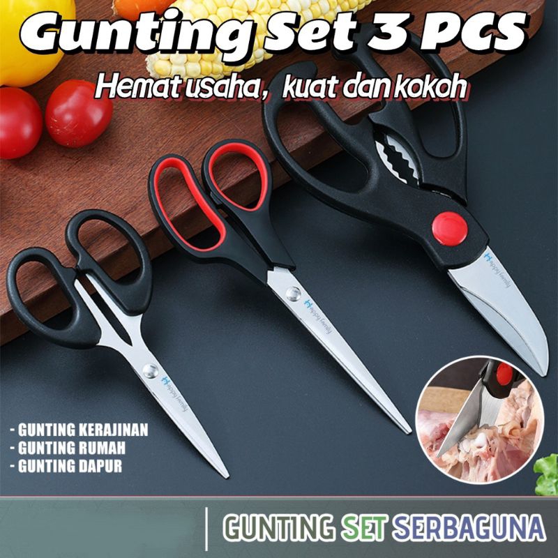 Jual Gunting Dapur Multifungsi 3 Pcs Dalam 1 Set Gunting Rumah ...