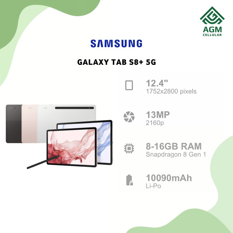 Jual SAMSUNG GALAXY TAB S8+ 5G RAM 12GB/256GB (Graphite, Silver, Pink Gold) | Shopee Indonesia