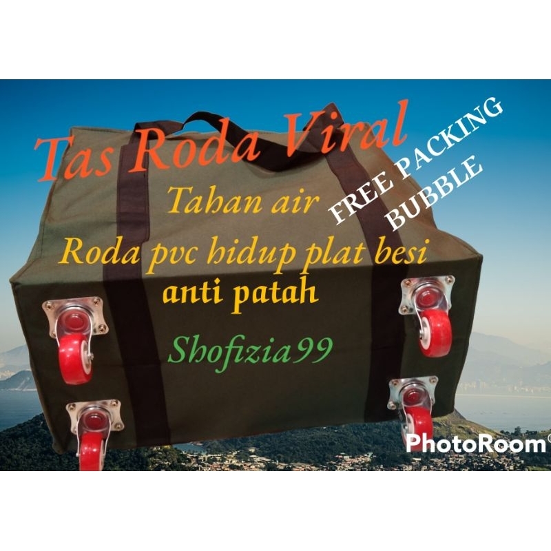 Jual Tas terpal belanja Roda4 muter 360° Cabin Pesawat anti air dilipat papan tebal | Shopee ...