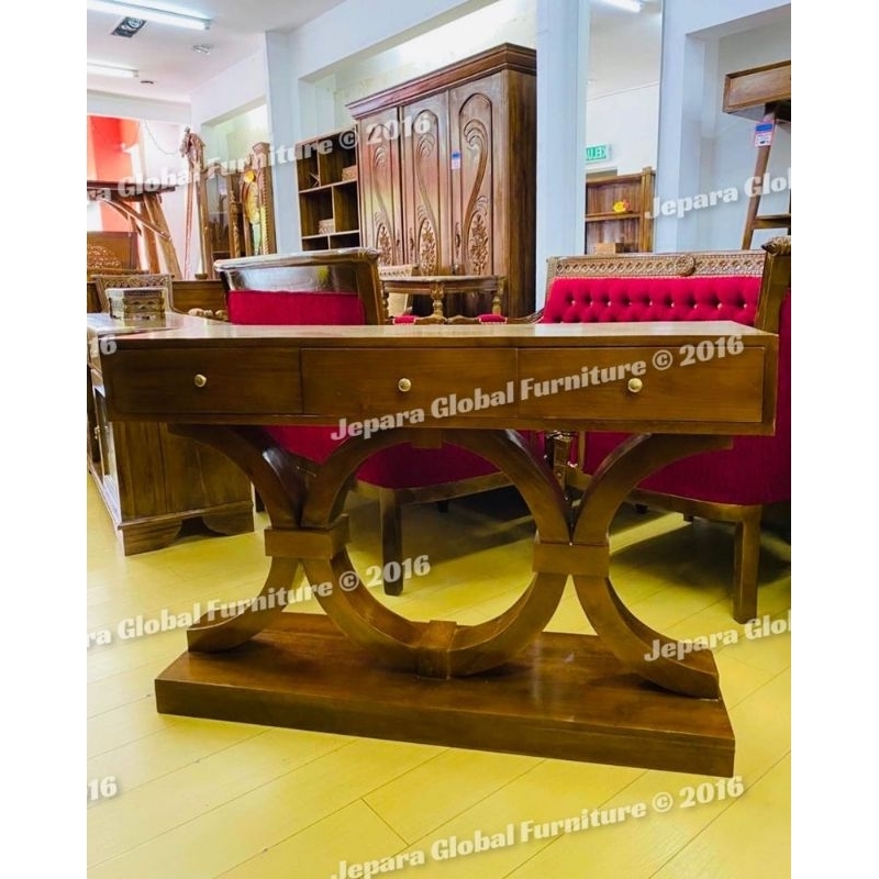 Jual Meja console Jati laci 3 kaki U ( meja hias jati, meja tv jati ...