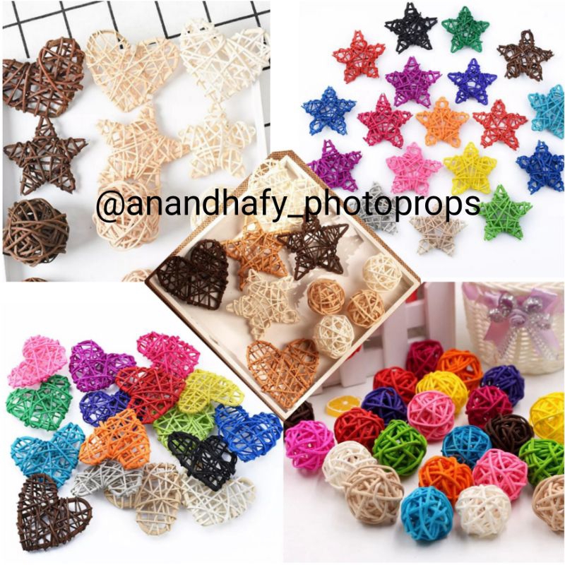 Jual BOLA BOLA ROTAN BINTANG RATAN LOVE ROTAN CINTA HIASAN ROTAN WARNA ...