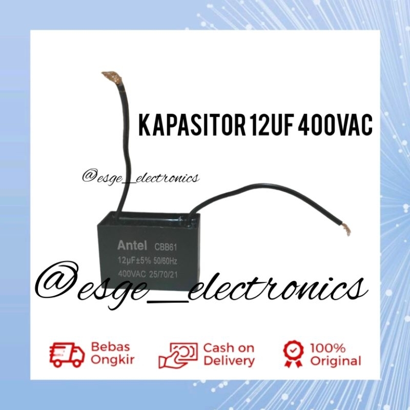 Jual KAPASITOR PETAK 12UF 400V KAPASITOR SEGI 12 UF 400 VAC KAPASITOR KIPAS ANGIN 12 UF ...