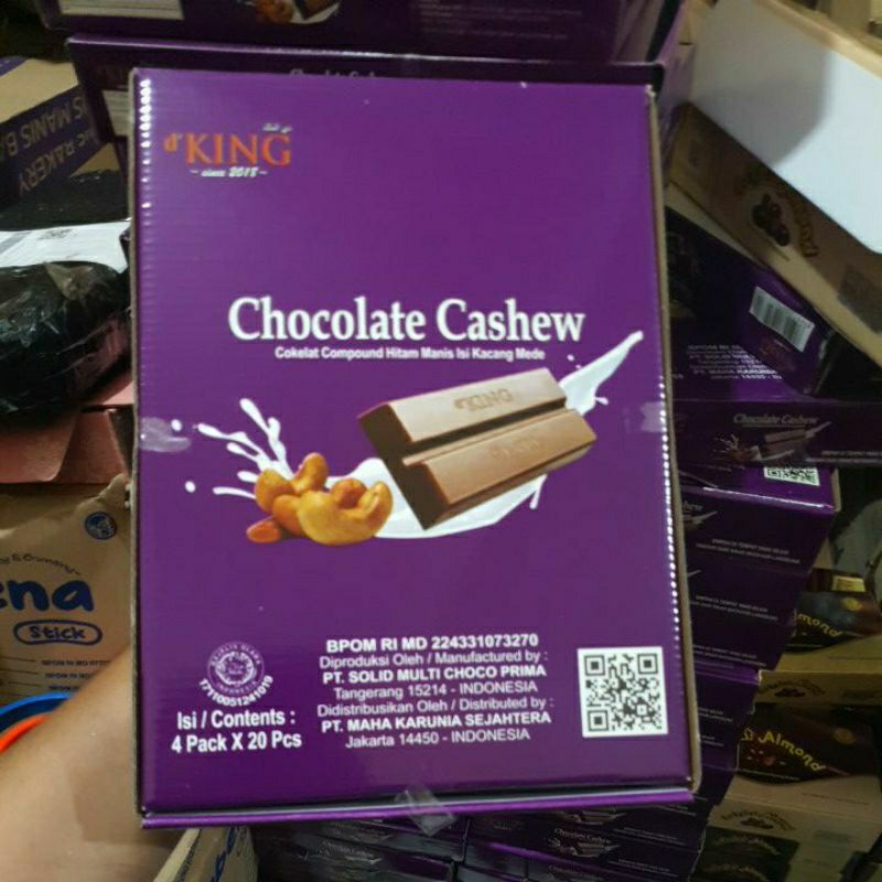 Jual 1 kardus coklat cashew isi 4 pack ( 80 picis ) coklat musdalifah ...
