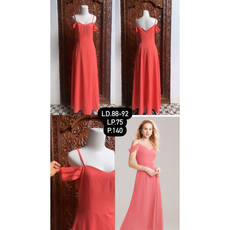 Jual longdress sabrina off shoulder peach gown gaun pesta | Shopee ...