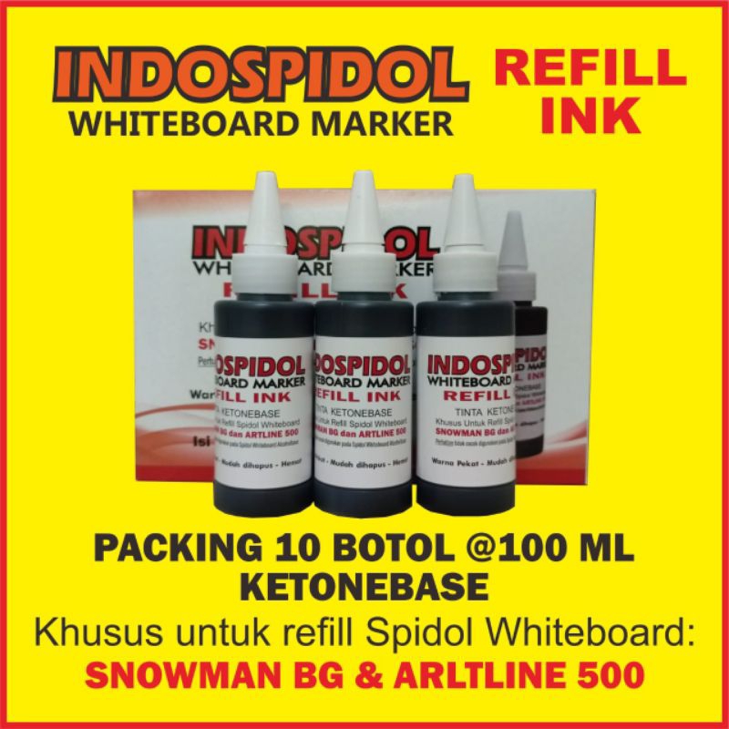 Jual Tinta Isi Ulang spidol INDOSPIDOL Whiteboard Marker (Ecer Perbotol ...