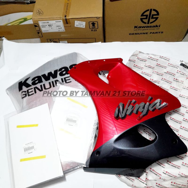 Jual SEPASANG BODY FAIRING NINJA RR OLD ZX CBU 2006 MERAH ORIGINAL ...
