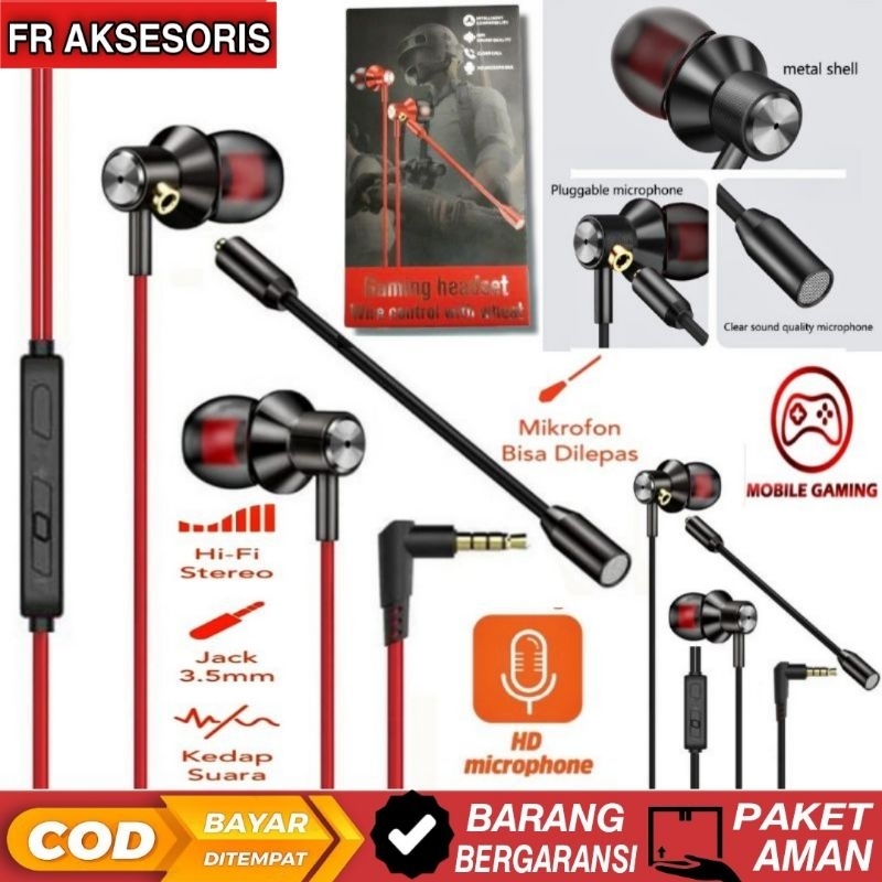 Jual Headset Gaming In-ear Gaming Earphone With Dual Microphone ...