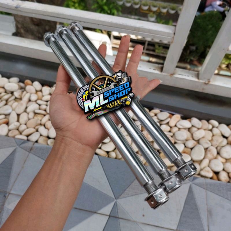 Jual As roda depan as 19 panjang 29cm mur kancing kanan kiri model ...