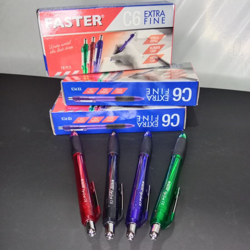 Jual Pulpen Faster C6 1 box isi 12 pcsTinta : Hitam. | Shopee Indonesia