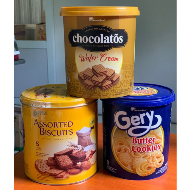 Jual Kue kaleng lebaran Chocolatos, Gery butter cookies, nissin ...