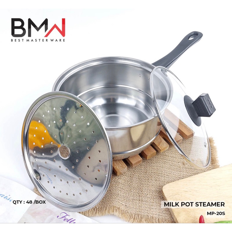 Jual Milk Pot Steamer Panci Kukus Tutup Kaca Stainless | Shopee Indonesia