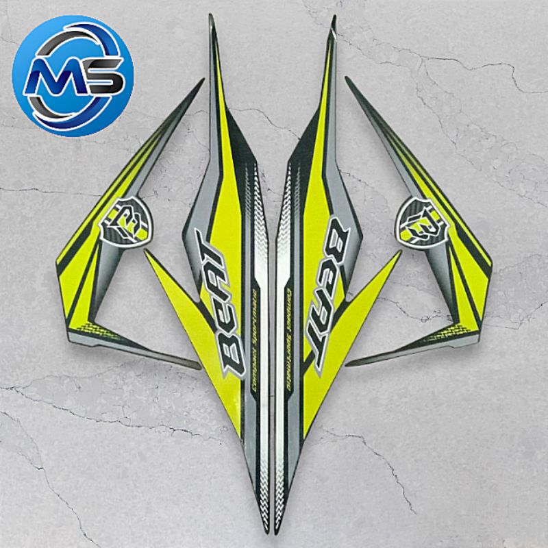 Jual Stiker Striping Motor Beat 2019 Cbs Hitam Kuning Sticker Lis Body ...