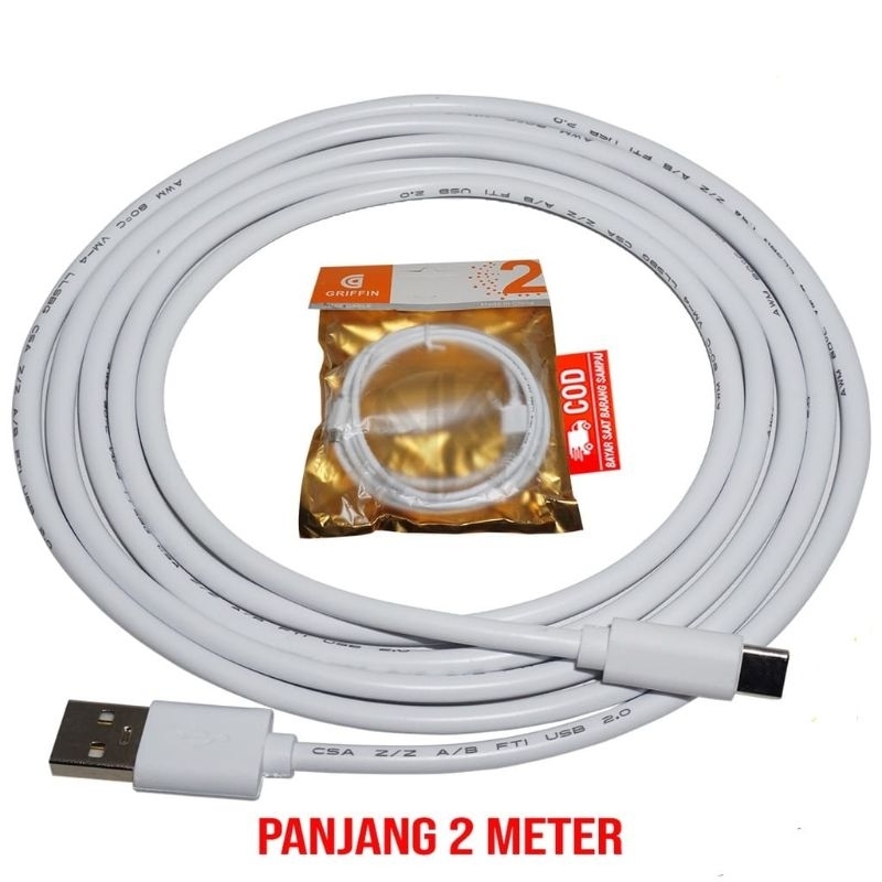 Jual KABEL DATA PANJANG 2 METER TYPE C UNIVERSAL ( GRIFFIN ) | Shopee ...