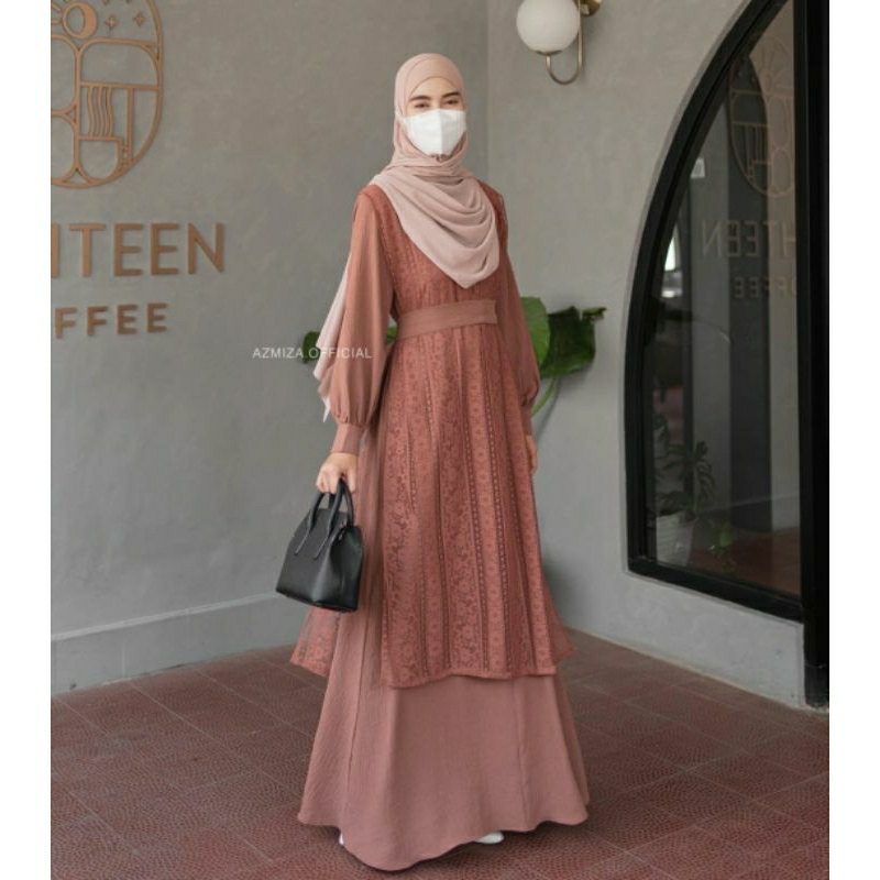Jual MAJA DRESS AZMIZA | Gamis Crinkle Polos | Basic Dress | Loose ...