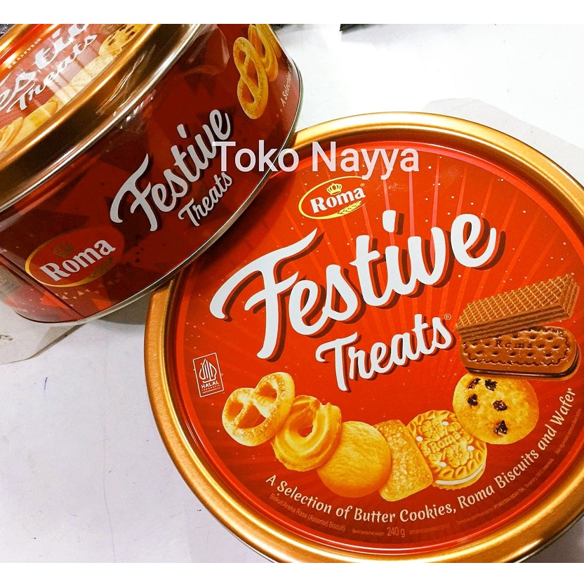 Jual Roma Festive Treats 240 gr - Selection Butter Cookies Biscuits n ...