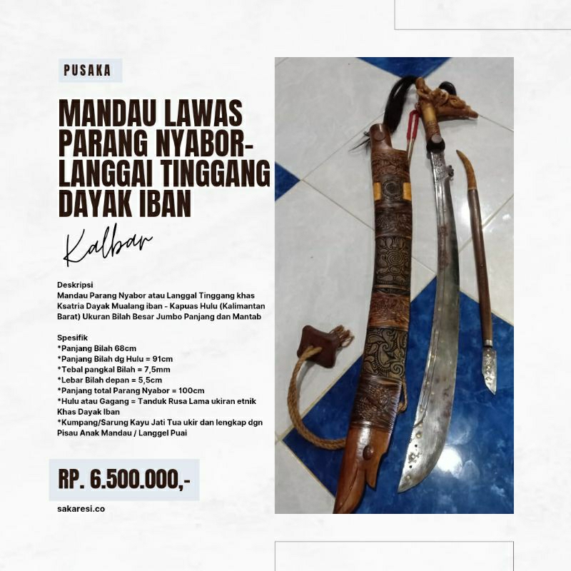 Jual Nyabor Langgai Tinggang Tua Kuno Lawas Dayak Kalimantan | Shopee ...