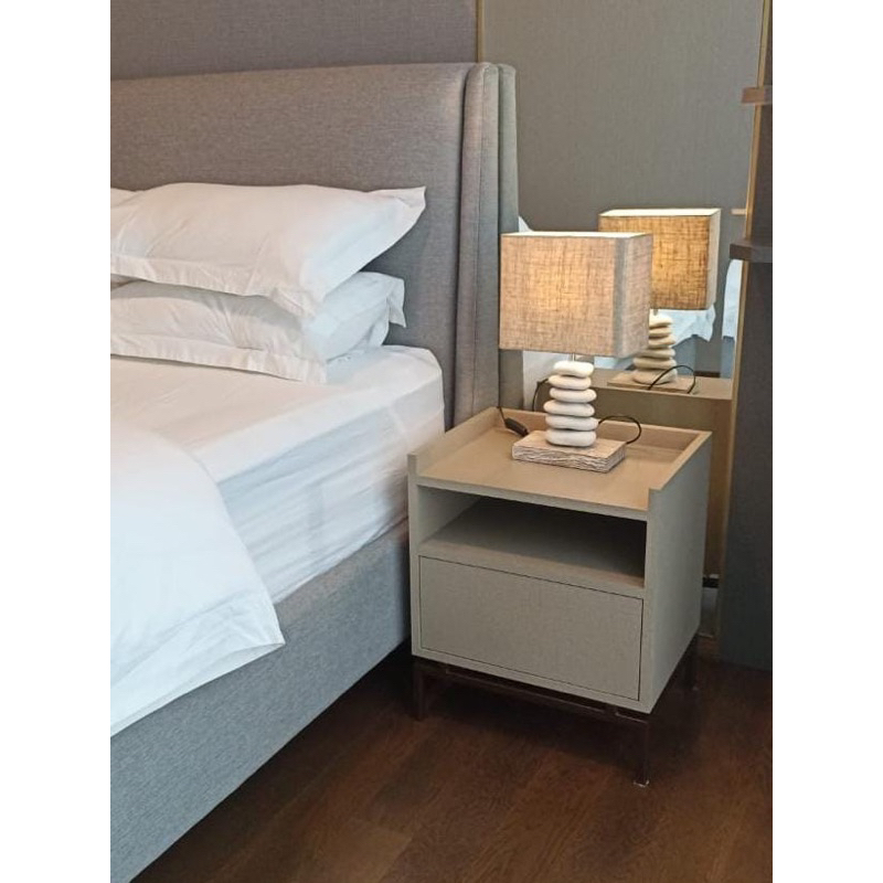 Jual Bedside lamp stone white kotak | Shopee Indonesia