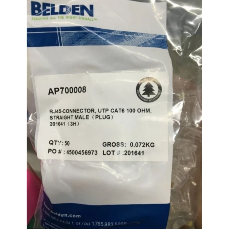 Jual Konektor RJ 45 Cat6 Original Belden - RJ 45 Belden Cat 6 Original ...