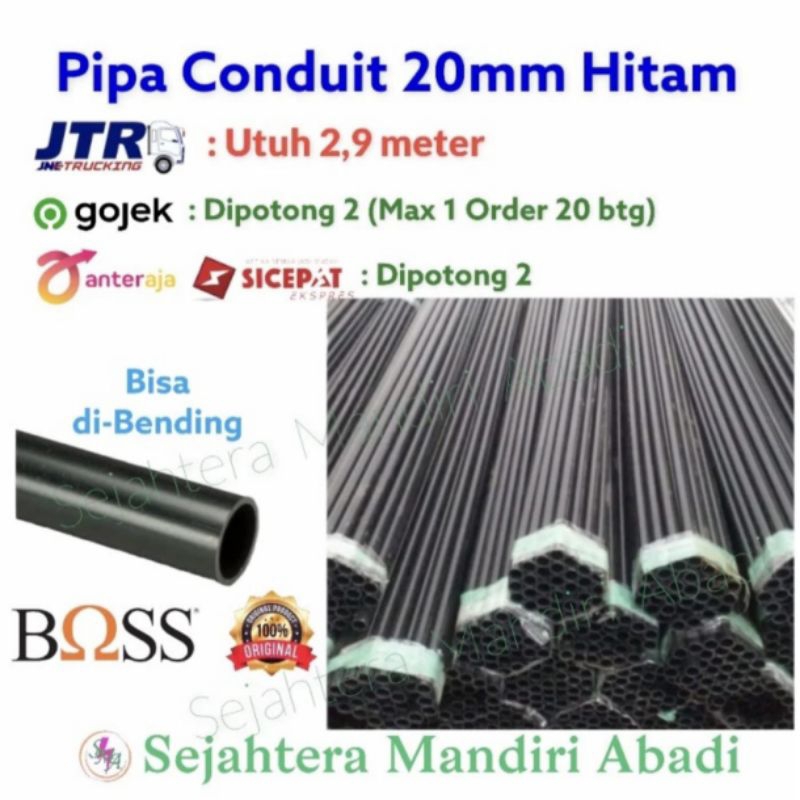 Jual Pipa Listrik Boss 20mm Hitam Pipa Conduit 20mm Boss Konduit ...