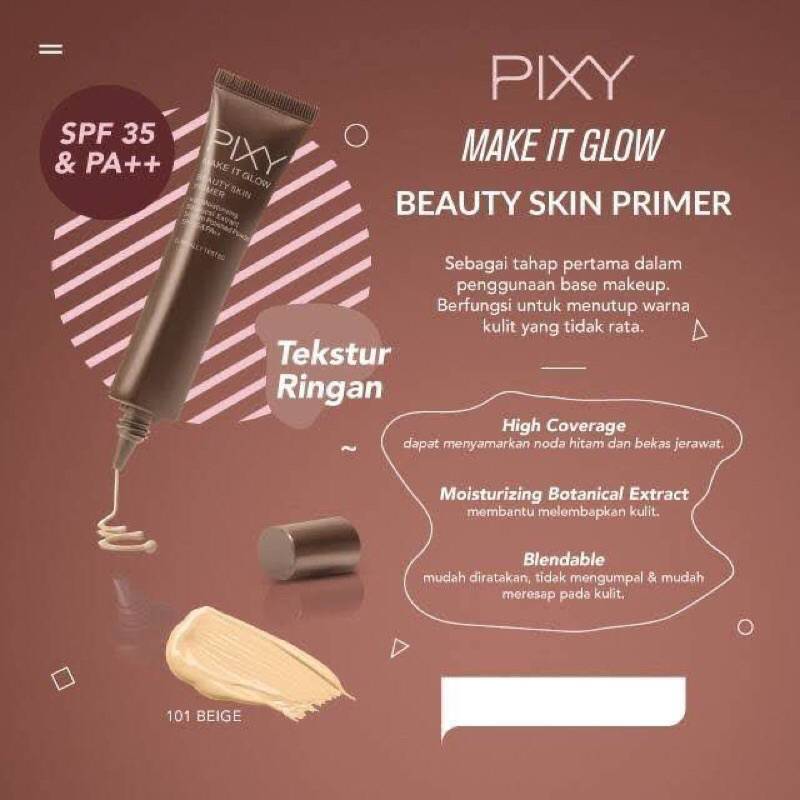 Jual Pixy Make It Glow Beauty Skin Primer 25ml SPF 35 PA ++ shade Beige ...