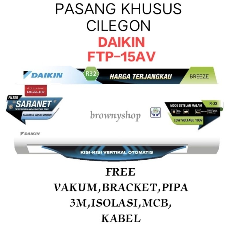Jual AC DAIKIN BREEZE LOKAL 1/2 PK 0.5PK FTP-15AV149 (AREA CILEGON ...