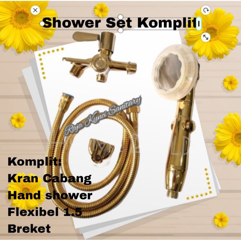 Jual Hand Shower Komplit Kran Gold/Hand Shower Set Gold/Shower Set ...