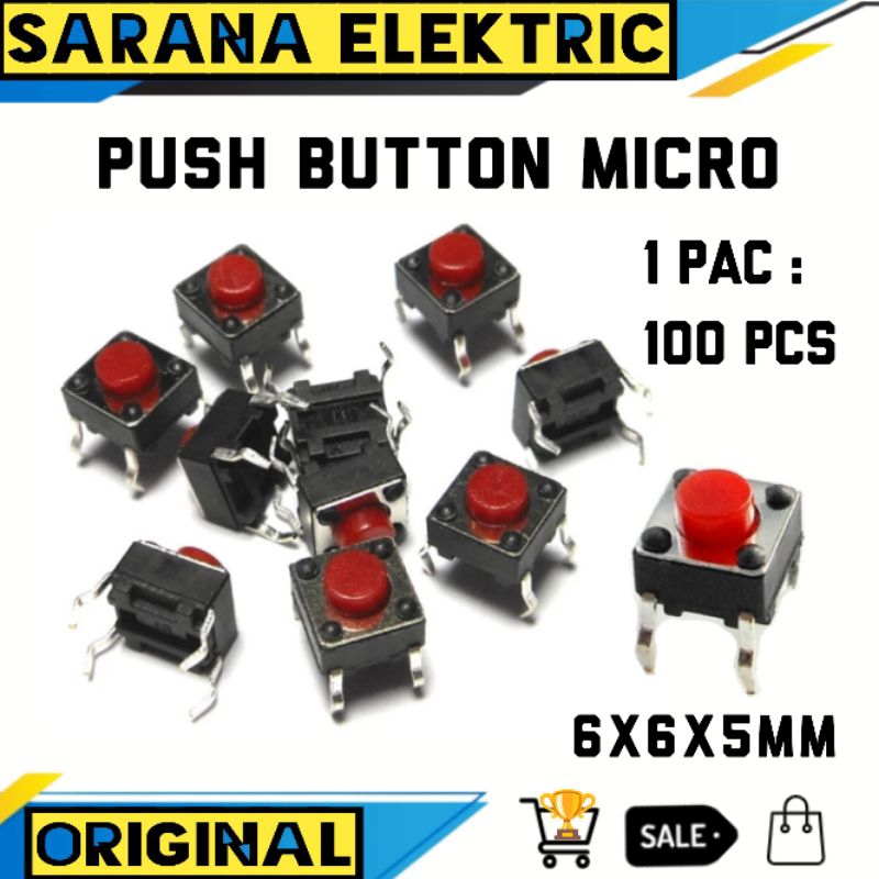 Jual 6X6X5 4 PIN PUSH BUTTON 6X6X5MM 4P 4PIN MICRO SWITCH MOMENTARY ...