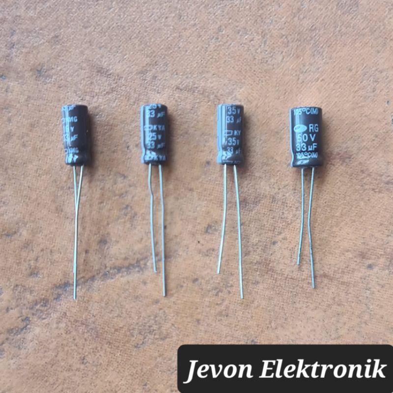 Jual Capasitor Elco 33 uf 10 16 25 35 50 v volt kapasitor elko 33uf 10v 16v 25v 35v 50v 100v ...