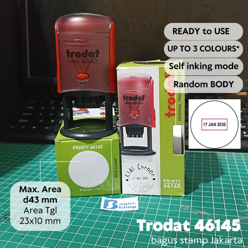 Jual Stempel Otomatis Trodat Printy Dater 46130 46140 46145 Bulat Custom Text Logo dengan ...